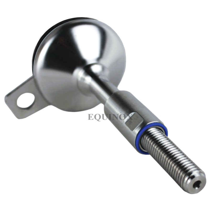 Leveling feet hygienic side fixation 5 / 8-11, 3.15" dia x 5.91" stem SS304